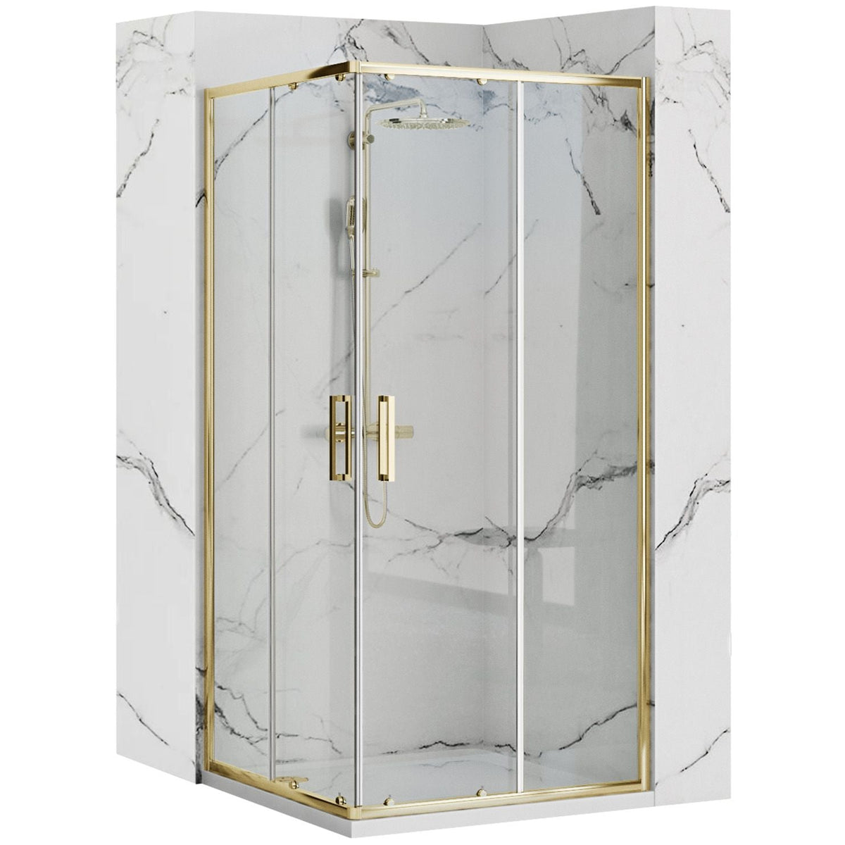 Cabina de dus de colt Rea Punto, auriu lucios, 80x80 cm – CasaVie