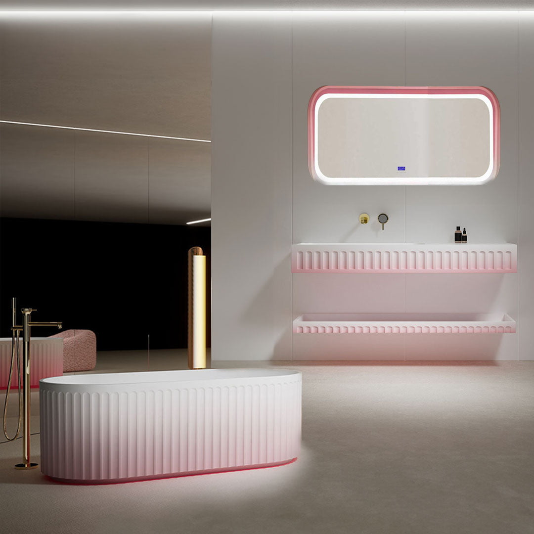 Set baie Gradient, cada de 170 cm cu lavoar, oglinda si raft, din comp ...