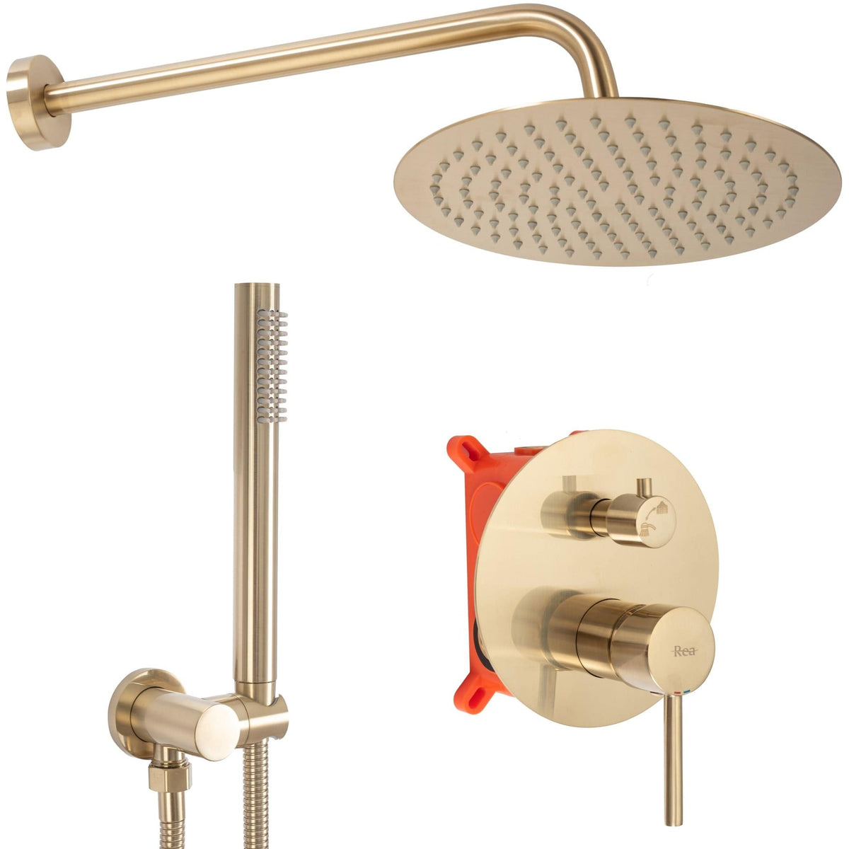 Set de dus încastrat Rea Lungo auriu mat cu 2 funcții de curgere – CasaVie