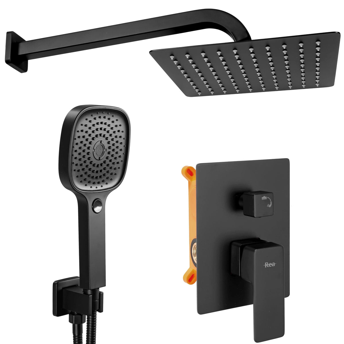 Set de dus încastrat Rea Orix negru mat cu 2 funcții de curgere – CasaVie