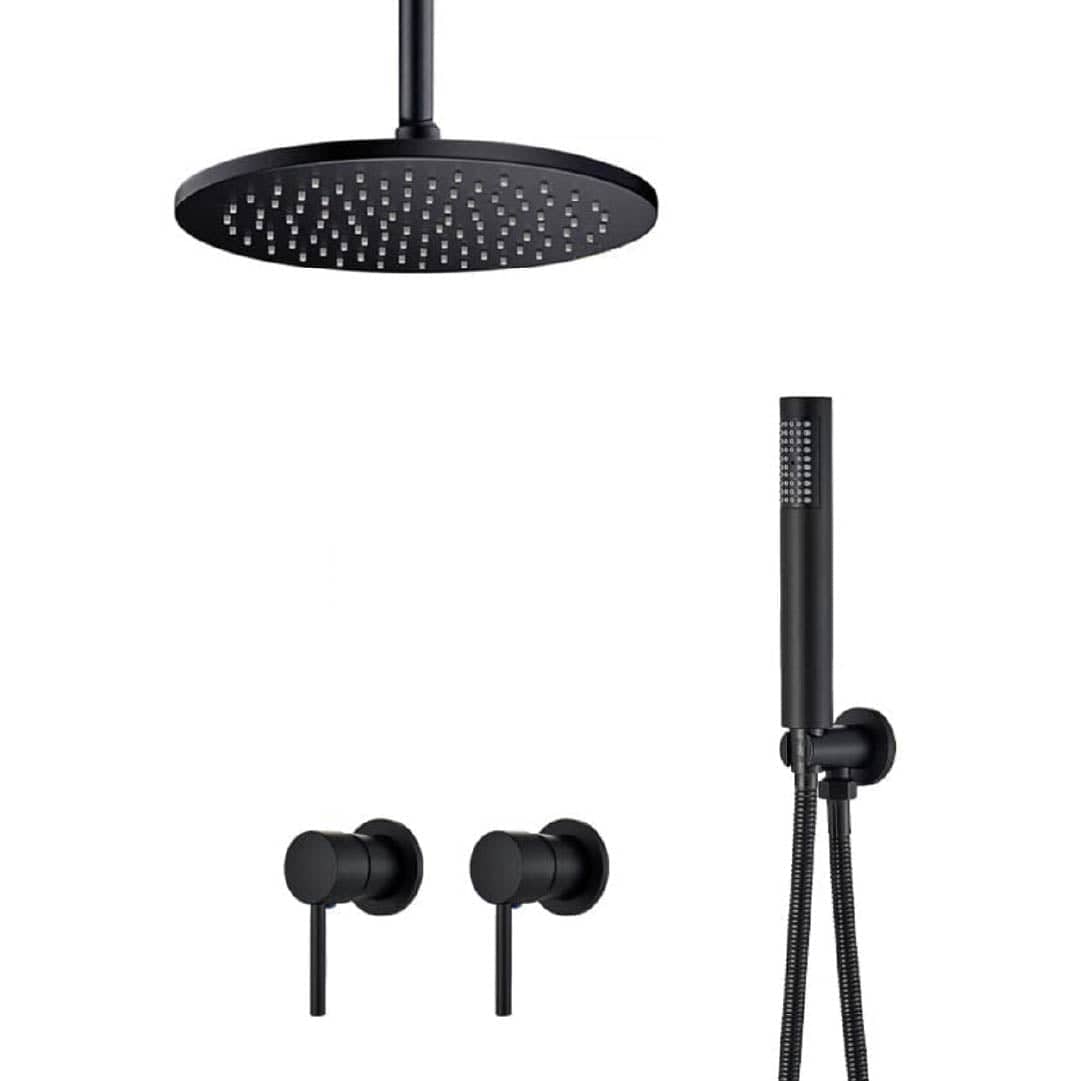 Set de dus negru cu montaj in tavan si para 30cm – CasaVie